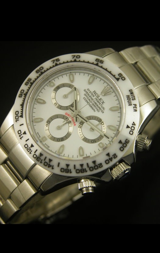 Rolex Daytona Cosmograph Reloj Réplica con Bisel de Cerámica Blanca